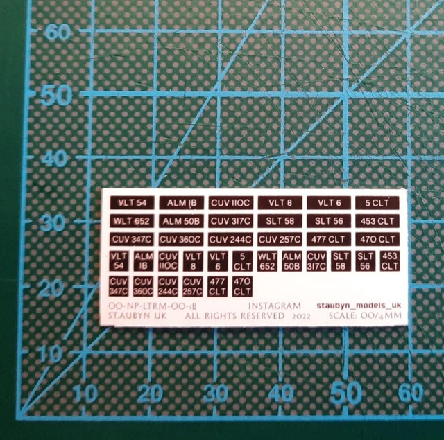 OO GAUGE REGISTRATION Plate Decal Kit London Transport Numbers - 36 Reg ...