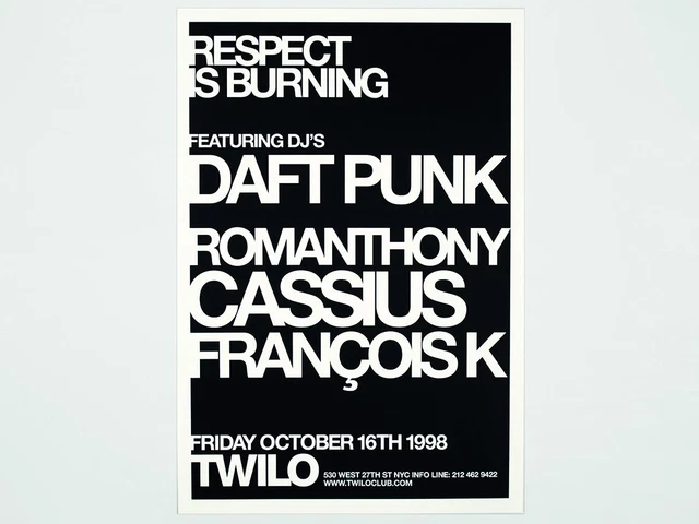 RESPECT IS BURNING 1998 - DAFT PUNK / CASSIUS / etc... B&W Print (ULTRA ...