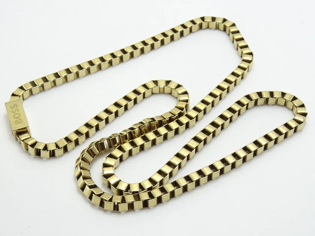 HUGO BOSS MEN'S Gent's Designer Gold Tone Stainless Steel Chunky Chain ...
