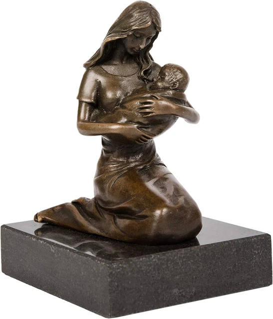 MOTHERLY LOVE HOME Deco Mother Baby Artwork Bronze Sculpture Statue ...