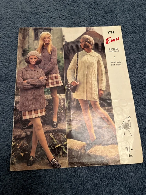 EMU VINTAGE KNITTING patterns cardigan jacket 2799 size 30-40” £2.50 ...