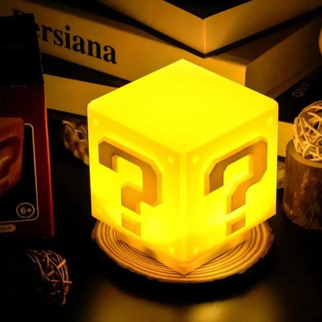 SUPER MARIO QUESTION Block LED Night Light USB Rechargeable Sound £25. ...