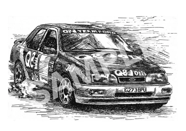 FORD SIERRA SAPPHIRE RS Cosworth Rally Car Illustration Art Print £2.99 ...