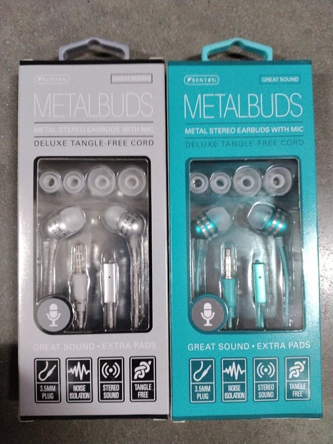 SENTRY METAL BUDS -Metal Stereo Earbuds With Mic -Lot of 2 $6.99 - PicClick