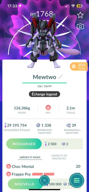 MEWTWO ARMURE DE Pokemon Go #150 EUR 12,50 - PicClick FR