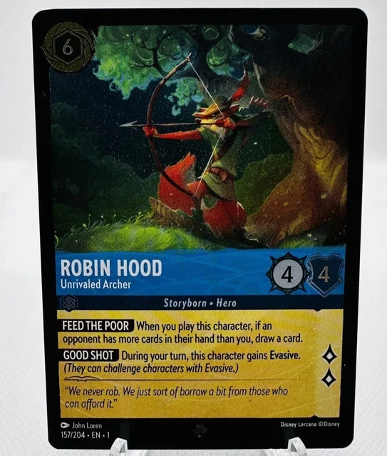 DISNEY LORCANA TCG- Robin Hood Unrivaled Archer Rare #d 157/204, Cold ...