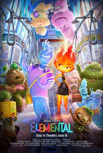 DISNEY PIXAR ELEMENTAL 2023 Advance Teaser DS 2 Sided 27X40" US Movie ...