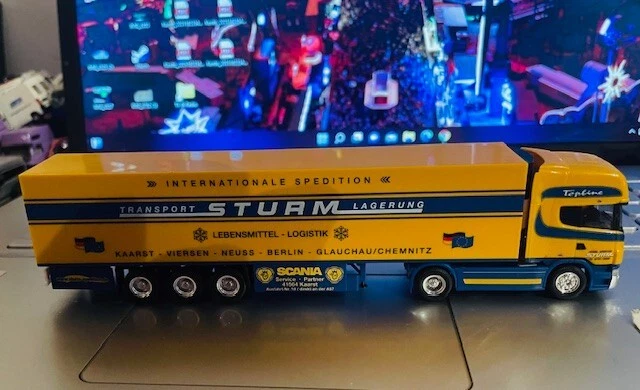 MODELL HERPA SCANIA R Topline 09 Kühlkoffer Sattelzug Spedition STURM 2009 NEU EUR 35,00 ...