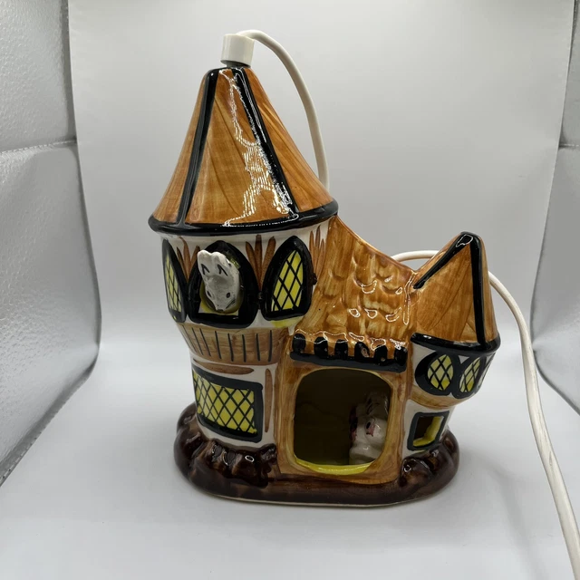VINTAGE 70S DEREK Fowler Ceramic Hand Painted Bunnies Cottage House ...