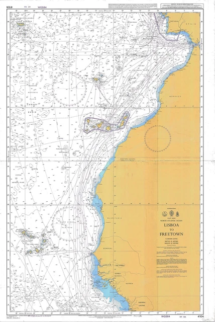 CARTE MARITIME DE L'Océan Atlantique Nord Lisboa À Freetown EUR 71,14 ...