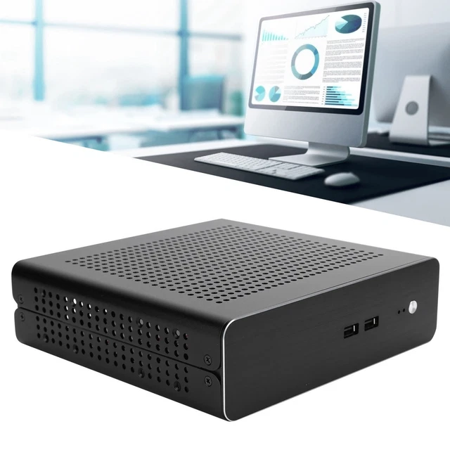 (BLACK)G60S HTPC CHASSIS Full Aluminum DCATX Power Supply MiniITX Case ...