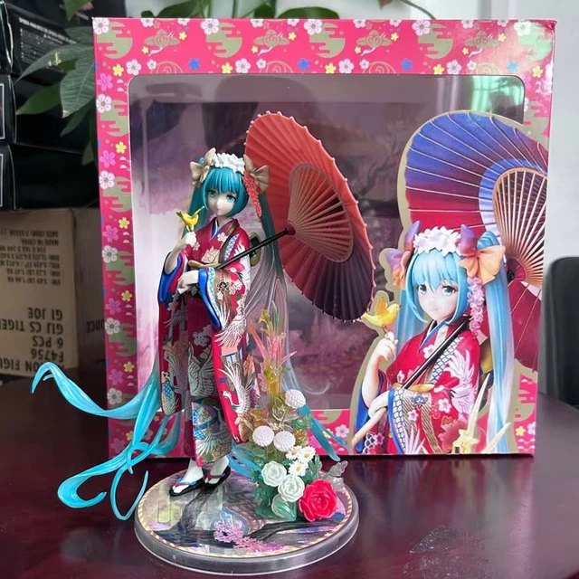 HATSUNE MIKU KIMONO Figure Anime Girl Umbrella Statue Kawaii Doll Gift ...