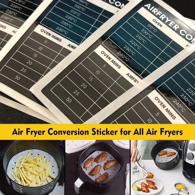 AIR FRYER CONVERSION Chart Sticker Cheat Sheet Chart Time Lists Cooking ...