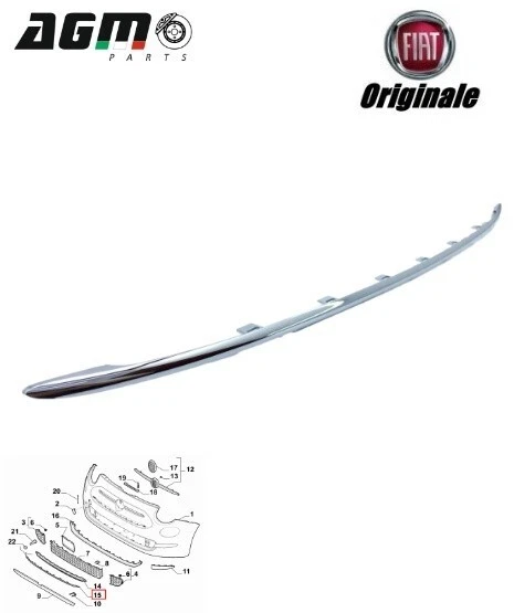 MOULURE CENTRALE CHROME Pare-Choc Original Fiat 500 735642297 EUR 111 ...