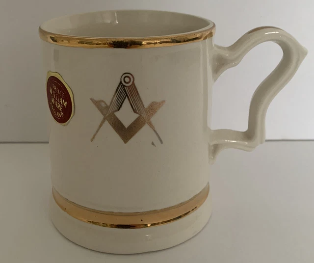 FREEMASONS CERAMIC TANKARD Mug 22 Ct Gold Edge Masonic Imperial George ...