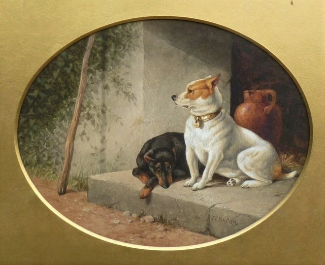 FAB CHARLES EDWARD BRITTAN Snr antichi cani acquerello ovali ...