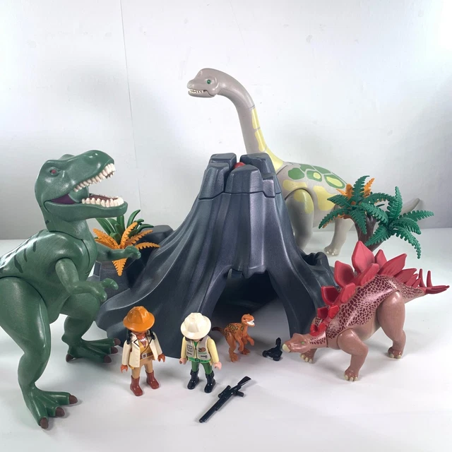 PLAYMOBIL DINOSAUR BUNDLE Exploding Volcano Stegosaurus T-Rex ...