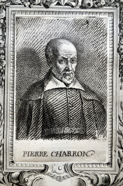 GRAVURE PORTRAIT PIERRE CHARRON 1541 1603 Philosophe Coll LPhil Frise ...