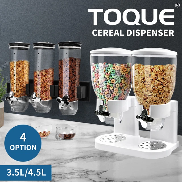 TOQUE DUAL CEREAL Dispenser Container Triple Dry Nut Candy Food Storage ...