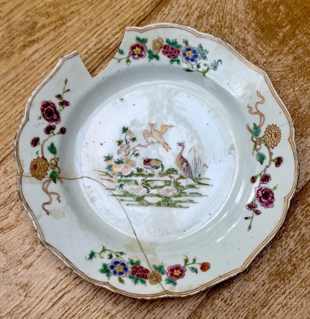 ANTIQUE CHINESE EXPORT Porcelain Plate For Kintsugi £9.73 - PicClick UK