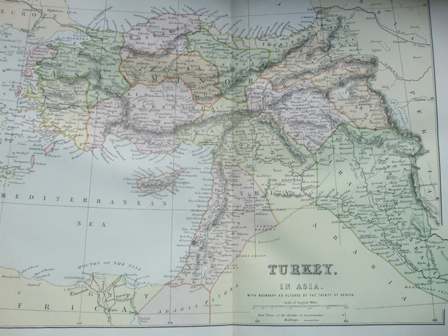 ANTIQUE MAP OF Turkey In Asia Map Of The World Dated C1870's Engraving ...
