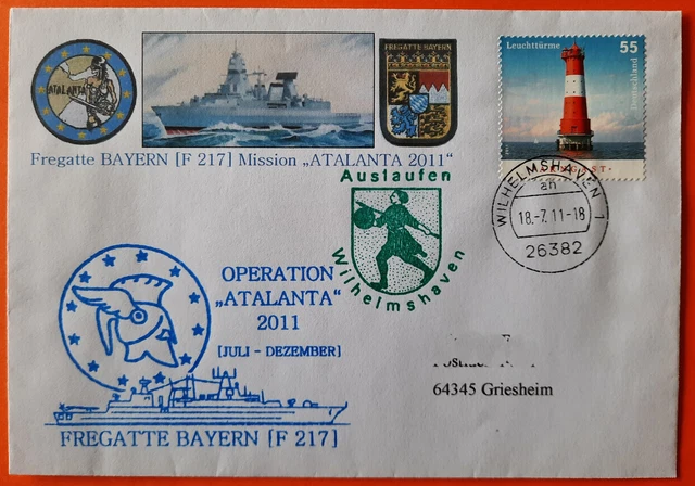 BELEG FREGATTE BAYERN F217 der Marine, Einsatz Atlanta 2011 ...