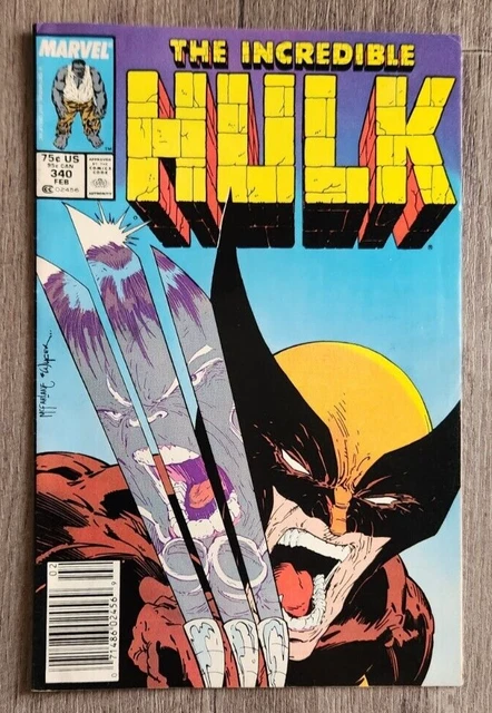 1988 MARVEL COMICS The Incredible Hulk #340 Hulk vs Wolverine Iconic ...