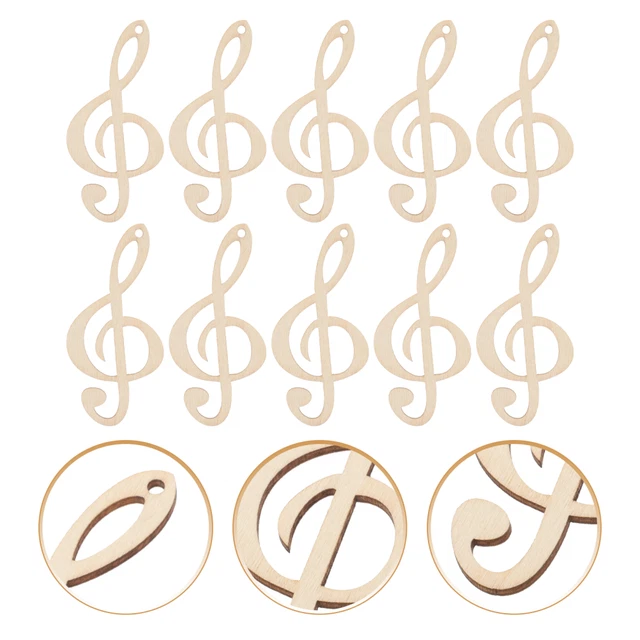 10 PCS BLANK Wood Ornaments Wooden Music Notes Small Craft Decor $16.82 ...