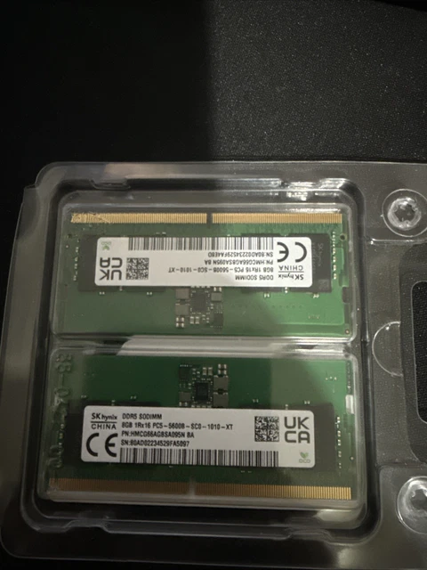16GB DDR5 SODIMM SK HYNIX Laptop RAM Memory 5600mhz (2x8GB) £52.70 ...