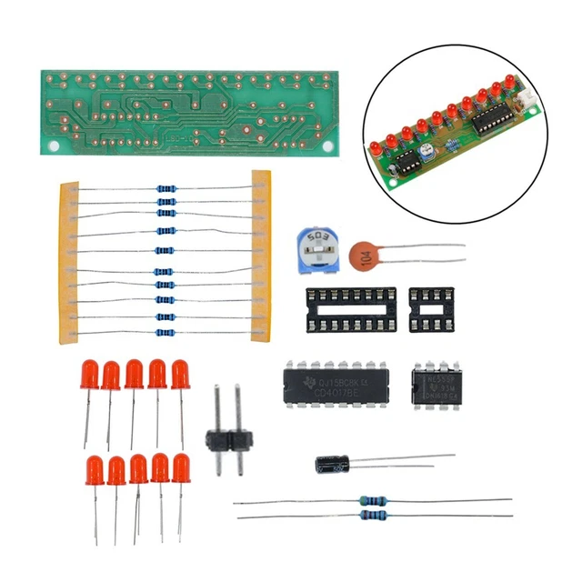 NE555 & CD4017 LED Light Chaser Sequencer Follower Scroller Module DIY ...