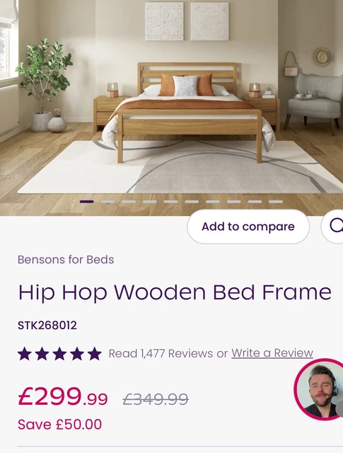 OAK DOUBLE BED Frame £104.70 - PicClick UK