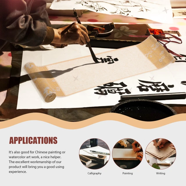 3 PACK RICE Paper Scroll Office Chinese Calligraphy Blank Scrolls Decor ...