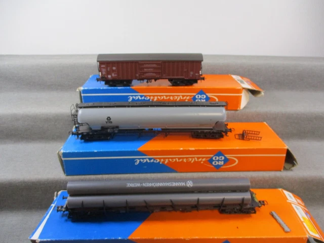 ROCO H0 4358/4366A/4361 Div. Güterwagen Set 3-teilig Rungenwagen u.a ...