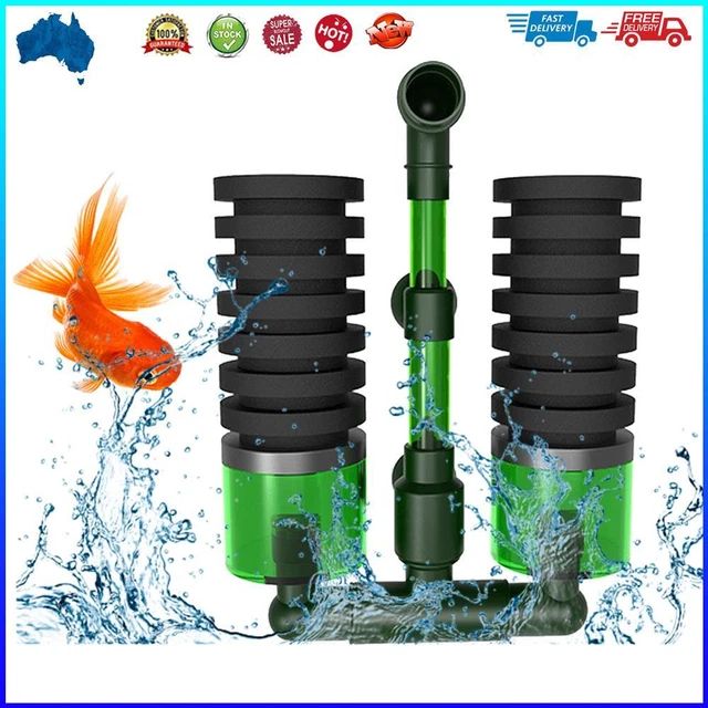 DOUBLE HEAD AQUARIUM Sponge Filter Fish Tanks Oxygen Filtration Pump ...