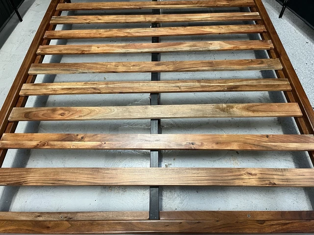 SWOON RAPHIA KING Size Bed Frame, Dark Brown Acacia & Natural Rattan ...