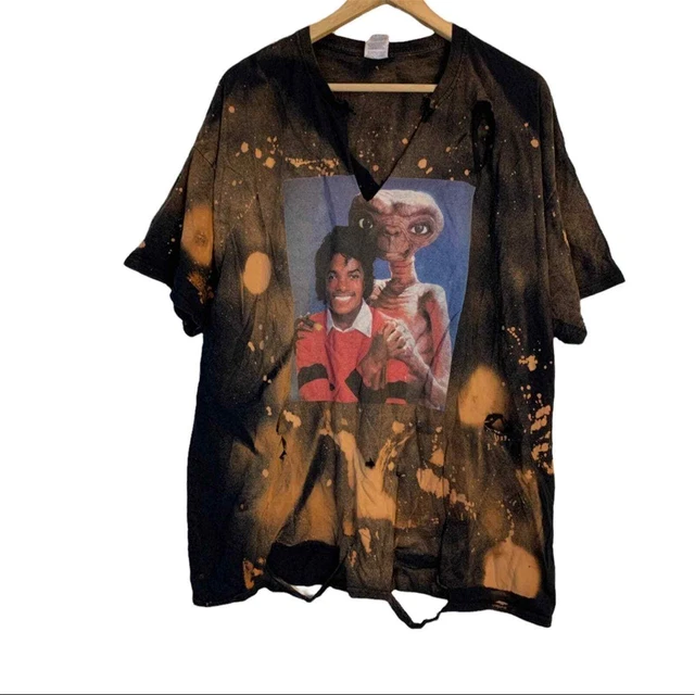 MICHAEL JACKSON + ET Cut Out Acid Wash Shirt Size: 2XL £42.48 - PicClick UK