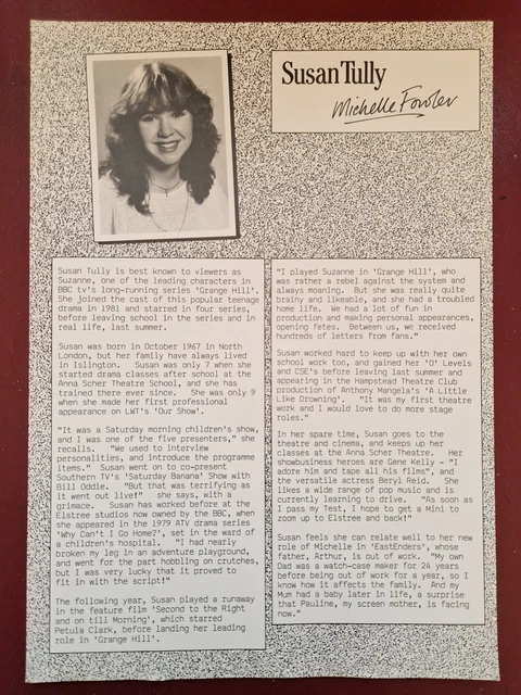 EASTENDERS - SUSAN Tully - Biography Original Press Information #B15563 ...