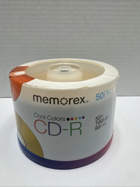 MEMOREX COOL COLORS CD-R 50 Pack Spindle 52x 700 MB 80 Min Recordable ...