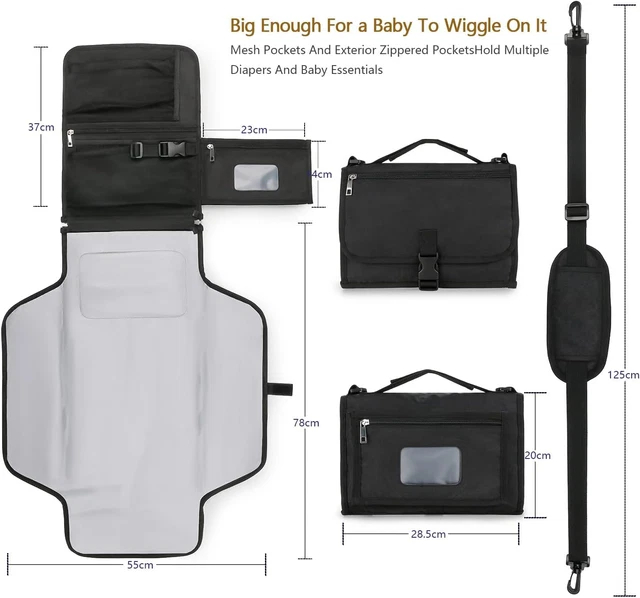 BEBAMOUR PORTABLE NAPPY Changing Mats with Wipes Pocket Travel Baby ...