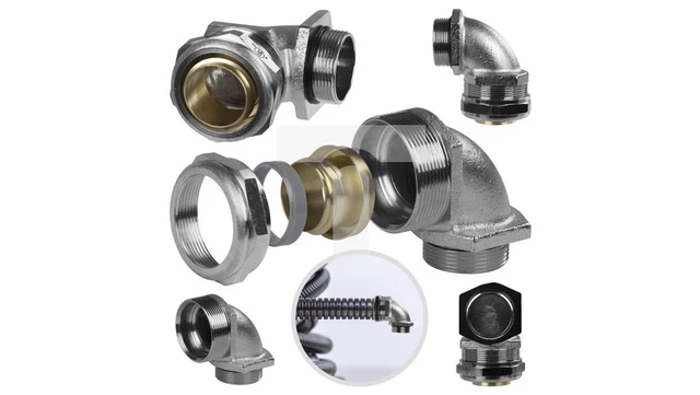 METAL GLAND M32X1.5 90 for corrugated pipes Anaconda 32mm angle gland ...