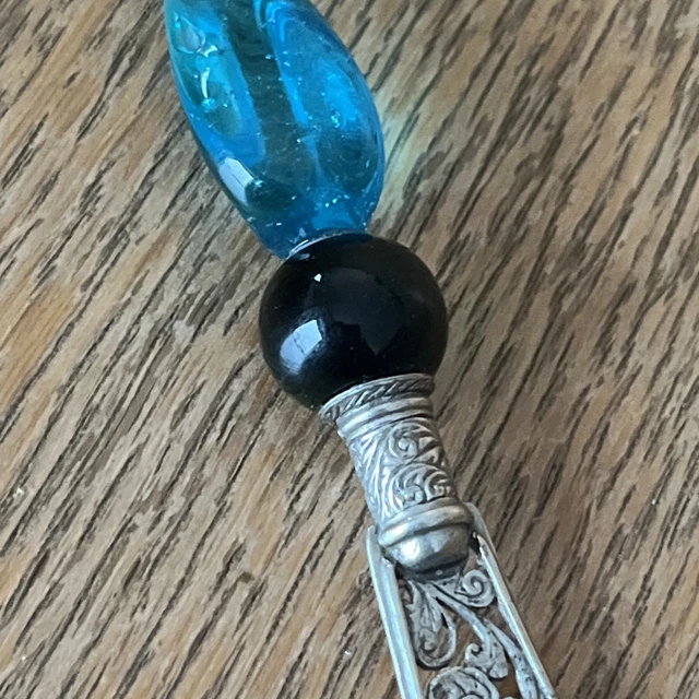 COUPE-PAPIER OUVRE-LETTRE ANCIEN argent ciselé et verre murano Italie ...