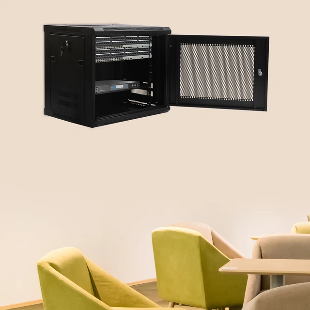 9U WALL MOUNT Server Cabinet Network Rack Vented Enclosure +Lock Door ...
