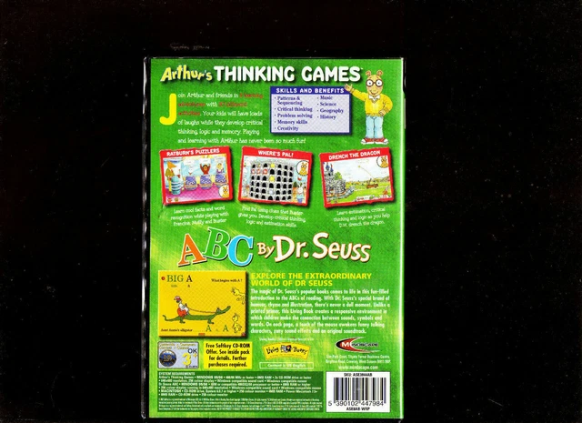ARTHUR'S THINKING GAMES & Dr Seuss Abc. Double Educational For Ages 3-7 ...