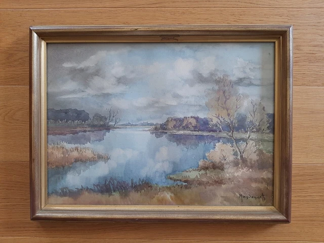 TABLEAU AQUARELLE SIGNÉE Pierre Mandonnet (1891-1970), paysage de Sologne, Loire EUR 62,00 ...