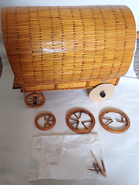 UNFINISHED VINTAGE GYPSY Bow Top Caravan Model Matchstick Built: about ...