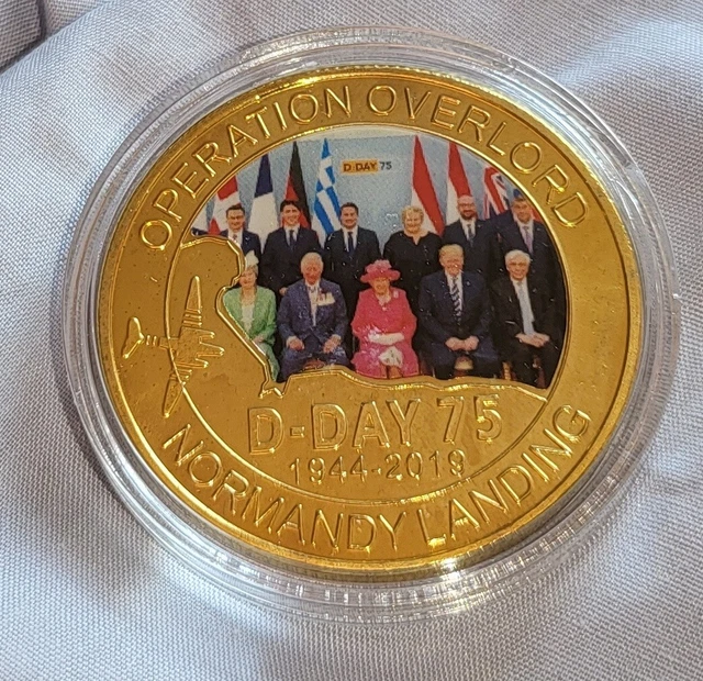 D DAY GOLD Coin Trump World War II Normandy Landings I King Charles III ...