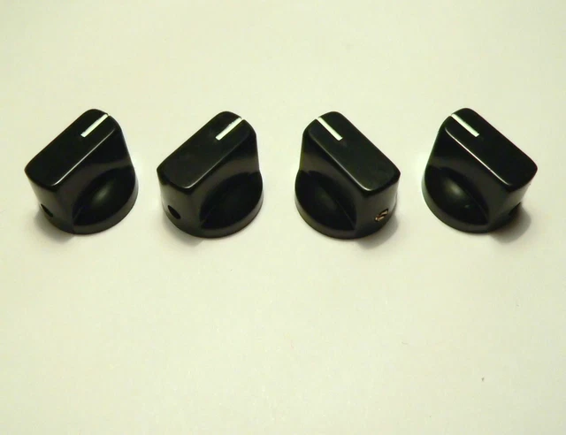 SMALL BLACK KNOBS x 4 valve radio, amplifier guitar pedal knob ADA ...