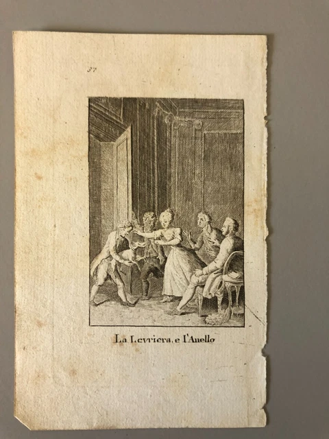 ANTICA INCISIONE FINE 700 La levriera e l'anello 14,2x9,1 cm EUR 25,73 ...