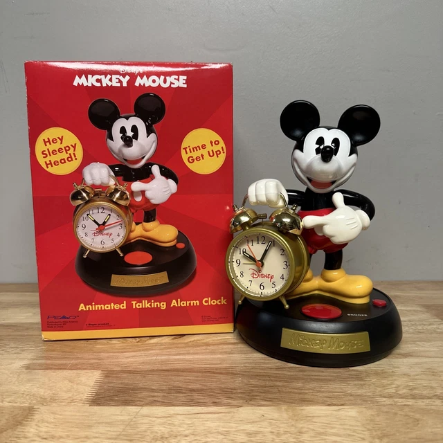 DISNEY MICKEY MOUSE Animated Talking Alarm Clock - Tested & Working w ...