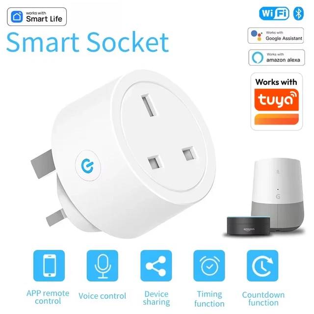 20A TUYA SMART WiFi Plug UK 3Pin Socket Alexa Google Timer Energy ...